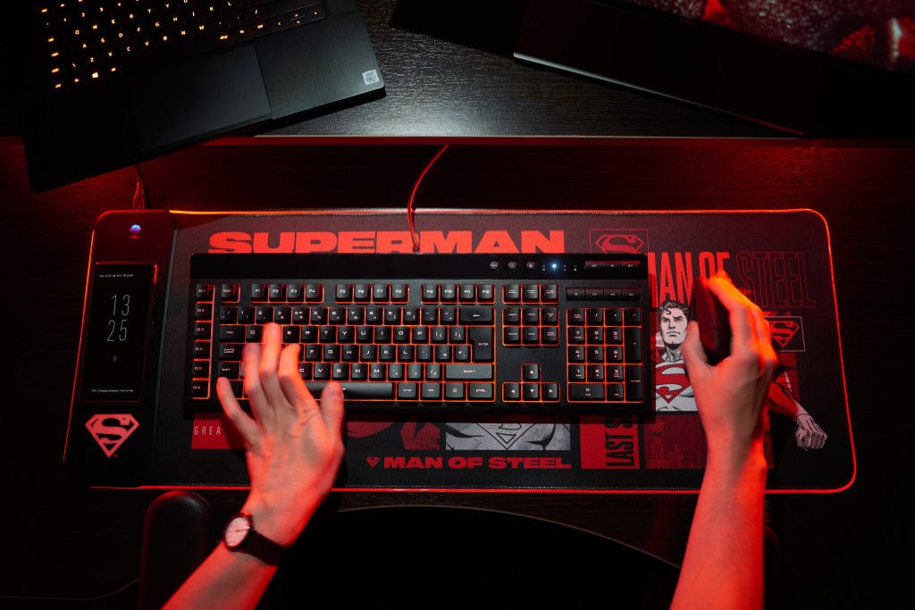 Superman XXL Gaming Mousepad | Wireless Charging & RGB Lighting