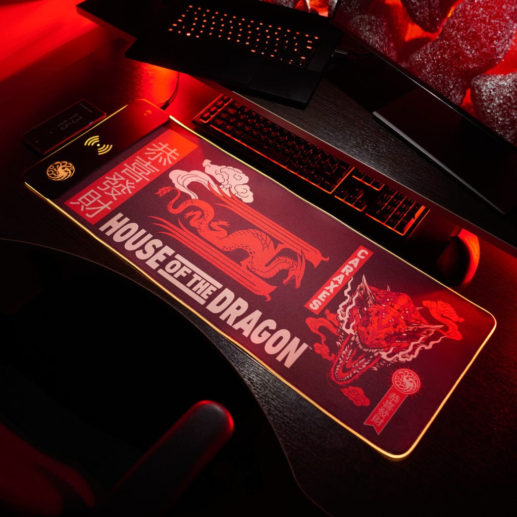 House of Dragons XXL Gaming Mousepad | Wireless Charging & RGB Lighting ...
